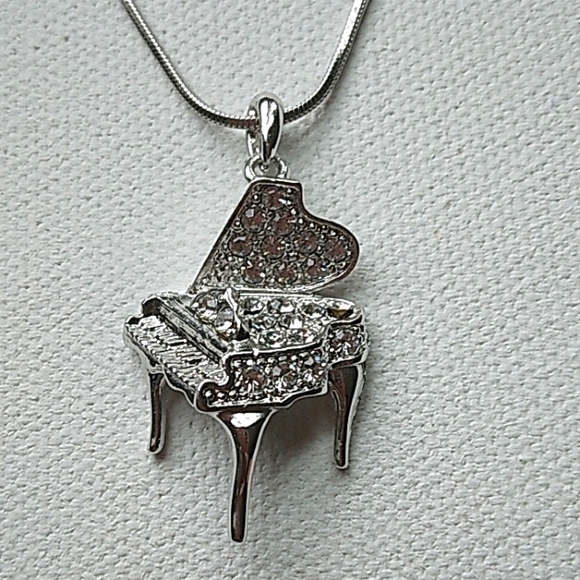 Jewelry | Silver And Crystal Grand Piano Pendant Necklace On Silver ...
